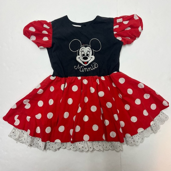 Disney | Dresses | Girls 5 Vintage Disney Minnie Mouse Black Red Polka ...